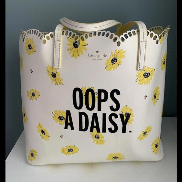 kate spade | Bags | Kate Spade Oops A Daisy Logo Large Tote Bag Down ...